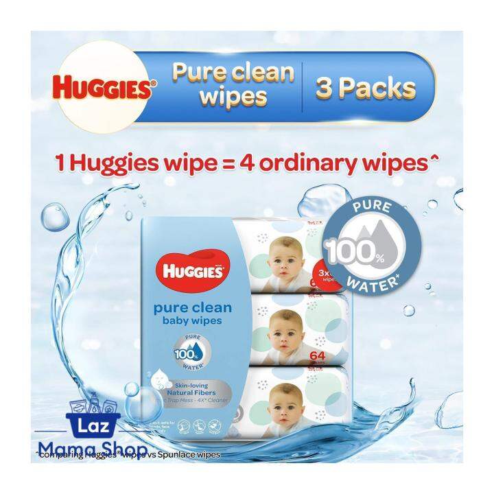 Huggies Pure Clean Tissue Wipes 3x64s (Laz Mama Shop) | Lazada Singapore