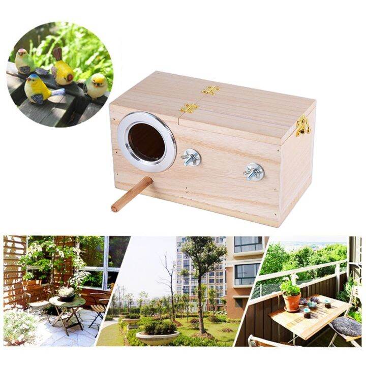 Wood Bird Breeding Box Bird House Nest Parrot Breeding Decorative Cages ...