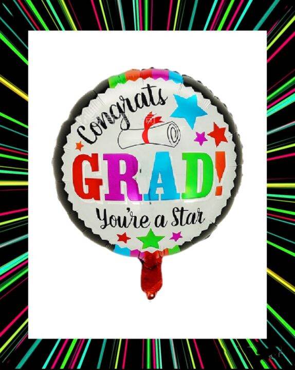 Five color Congrats Grad 18 inches Round Graduation theme party ...