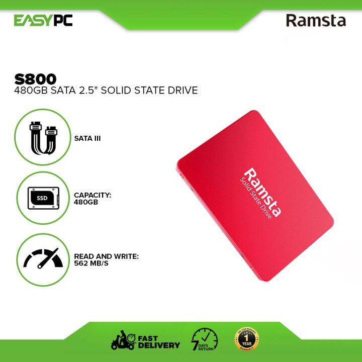 EasyPC | Ramsta S800 480GB SATA 2.5" Solid State Drive SSD For PC ...