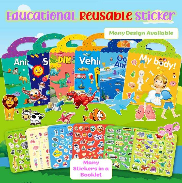 💖🐼 REUSABLE Sticker Book 💖 Children Sticker Book 💖 Waterproof Stickers ...