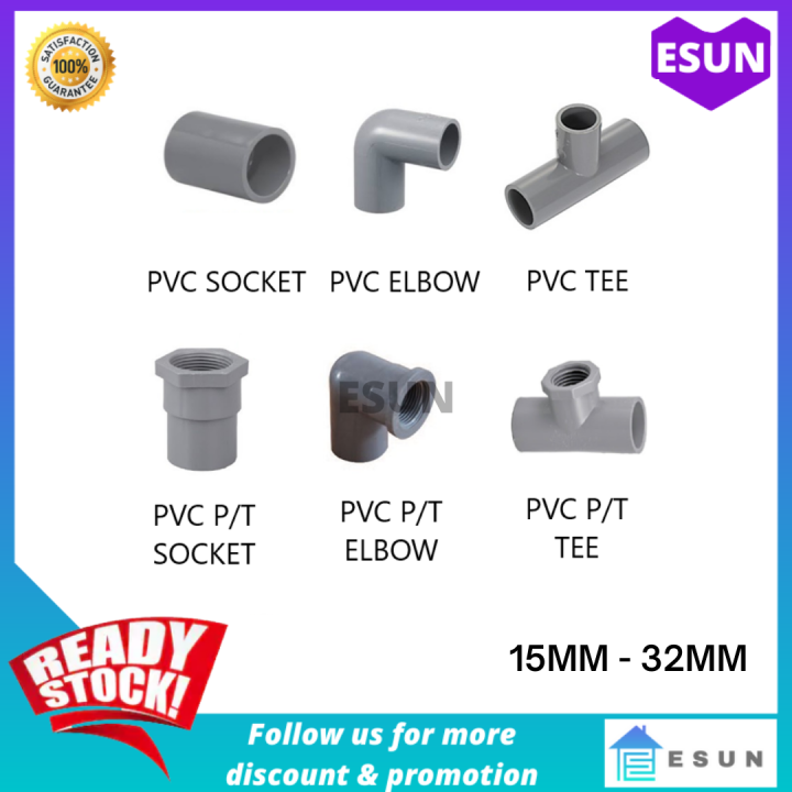 15MM-32MM PVC Pipe Fitting Joint PVC Connector Multi Size Plumbing & Bathroom Accessories *BINA ...