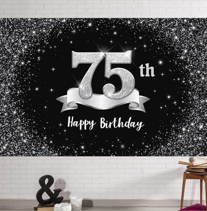 7x5ft Happy 75th Birthday Banner Photography Backdrop - 75 Years Old ...