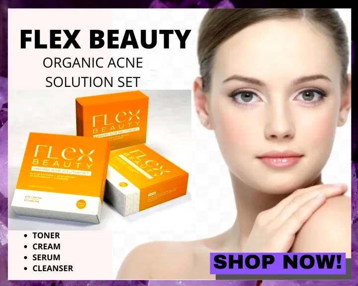 FLEX BEAUTY Organic Acne Solution Set Whitening Moisturizer Cleanser ...