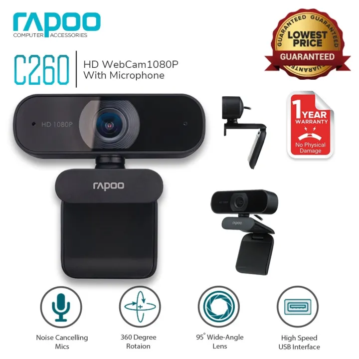 Rapoo C260 HD Web Camera 1080P With Microphone CMOS 2 Megapixels Rotate ...
