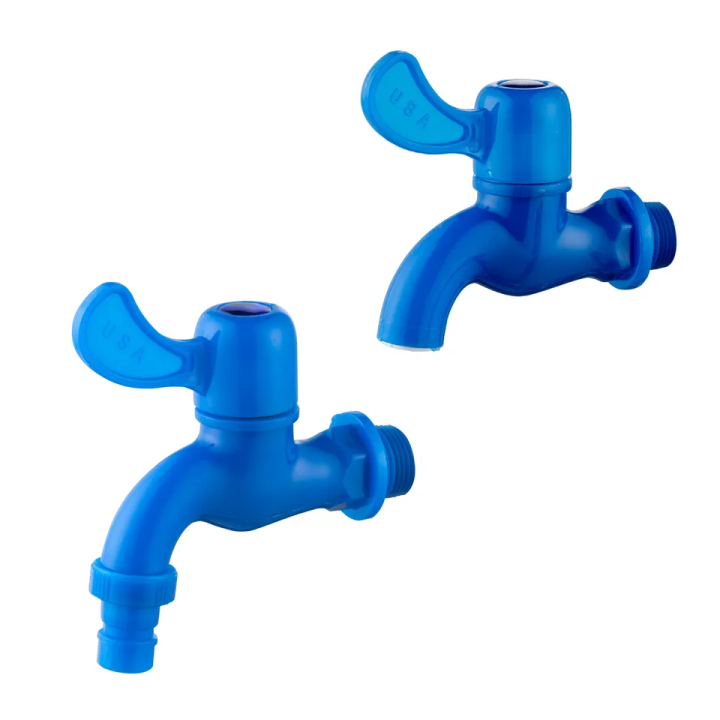 Plastic PVC Faucet Hose Connector Gripo Spigot Faucet Blue and White ...