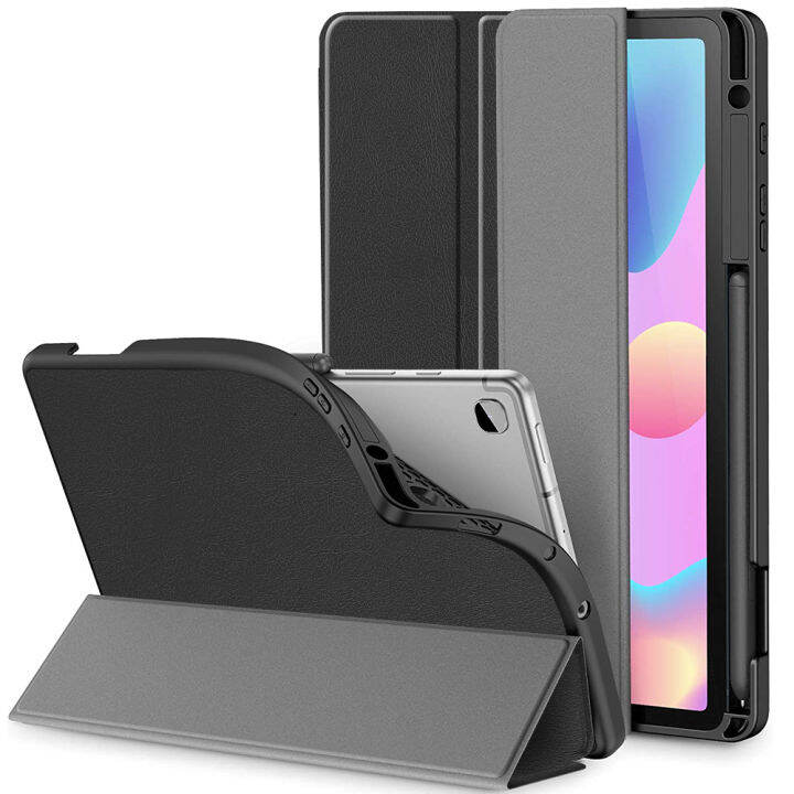 For Galaxy Tab S6 Lite Case With S Pen Holder Slim Tri Fold Case Cover