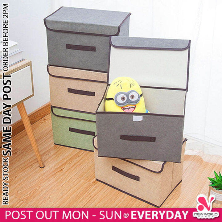 𝟮𝗣𝗖𝗦 》 Korean Foldable Non-woven Wardrobe Linen Storage Box Clothes ...