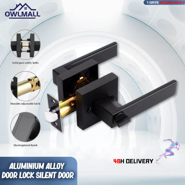 Aluminium Alloy Main door Lock Lever door set Silent Door Handle black ...