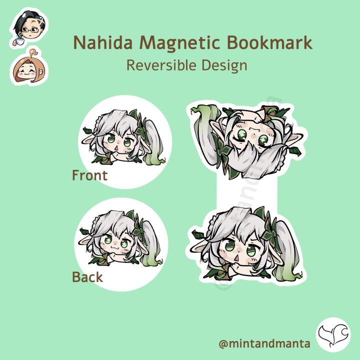 Nahida Reversible Magnetic Bookmark | Kawaii Bookmark | Genshin Impact ...