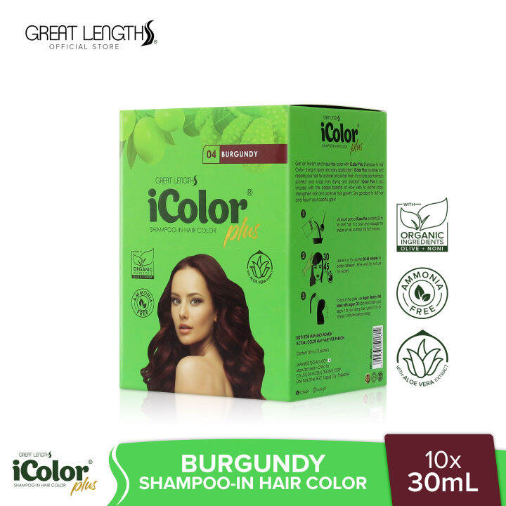 iColor Plus Shampoo-in Hair Color Burgundy 30ML x 10 Sachets | Lazada PH