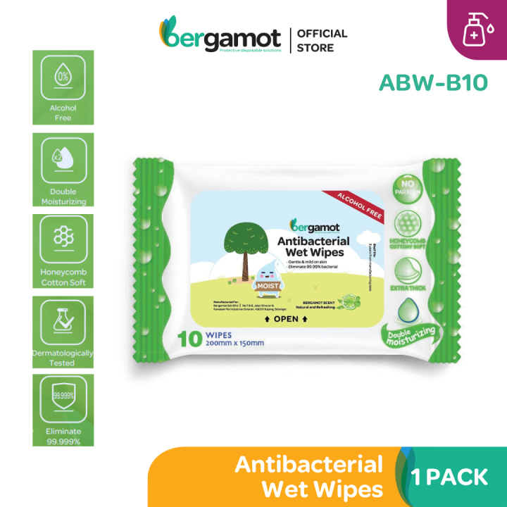 ABW-B10 Bergamot Antibacterial Alcohol Free Wet Wipes with Bergamot ...