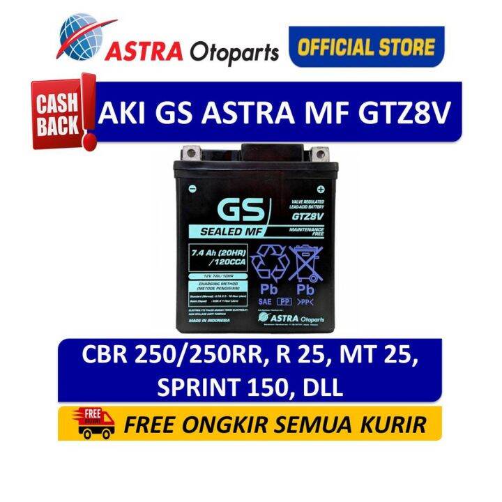 GS ASTRA AKI GTZ-8V untuk motor Yamaha R25, Honda CBR 250, Kawasaki KLX ...