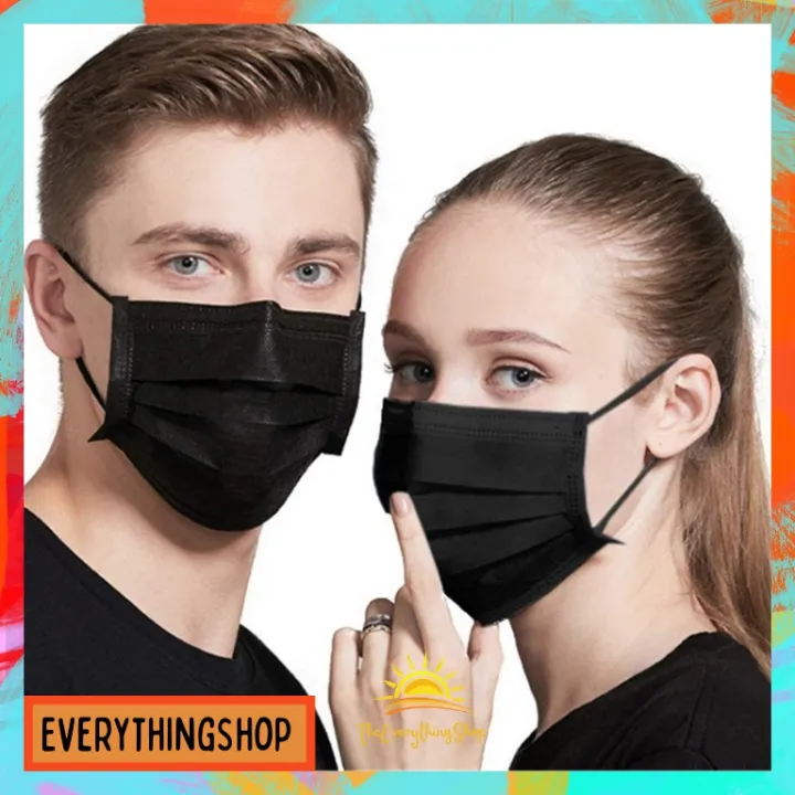 New product № 3ply Black Face Mask 50pcs ply Disposable Surgical Face ...