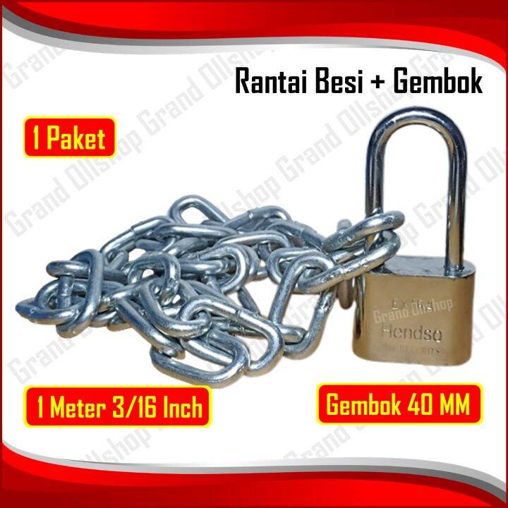 Rantai Kapal 3/16 Rante Besi Gembok 40 Mm Pagar Pintu Rumah / Rantai ...