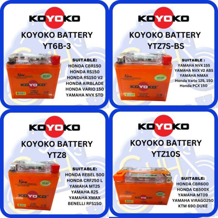 ORIGINAL KOYOKO BATTERY YT6B-3 YTZ7S-BS YTZ8 YTZ10S BATTERY NVX XMAX ...