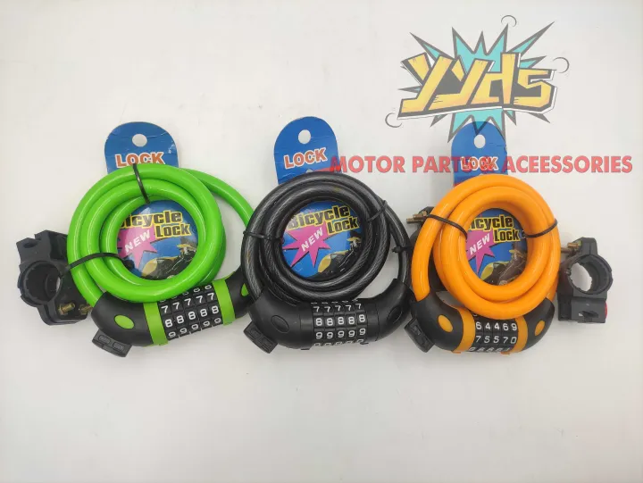 Bike Lock 4 Digit Code Combination Bicycle Security Lock Steel Cable ...