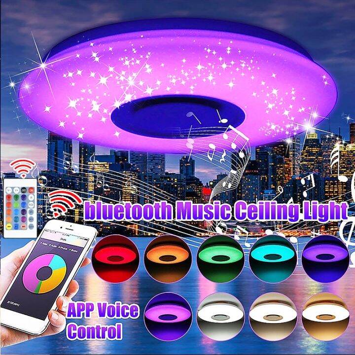 60W Rgb Flush Round Starlight Music Led Light With Bluetooth Speaker ...
