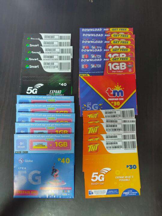 Assorted Sim Cards / GLOBE ,TM, SMART ,TNT / 5 PCS EACH | Lazada PH