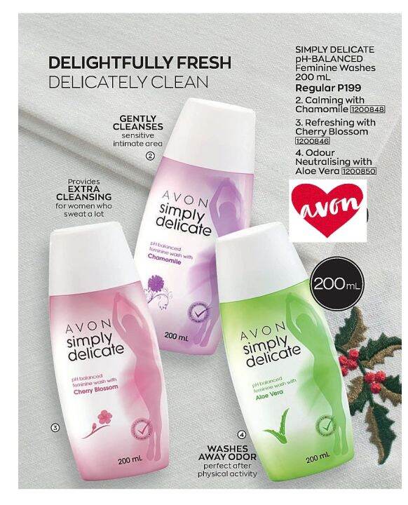 AVON SIMPLY DELICATE pH-BALANCED FEMININE WASHES 200ml | Lazada PH