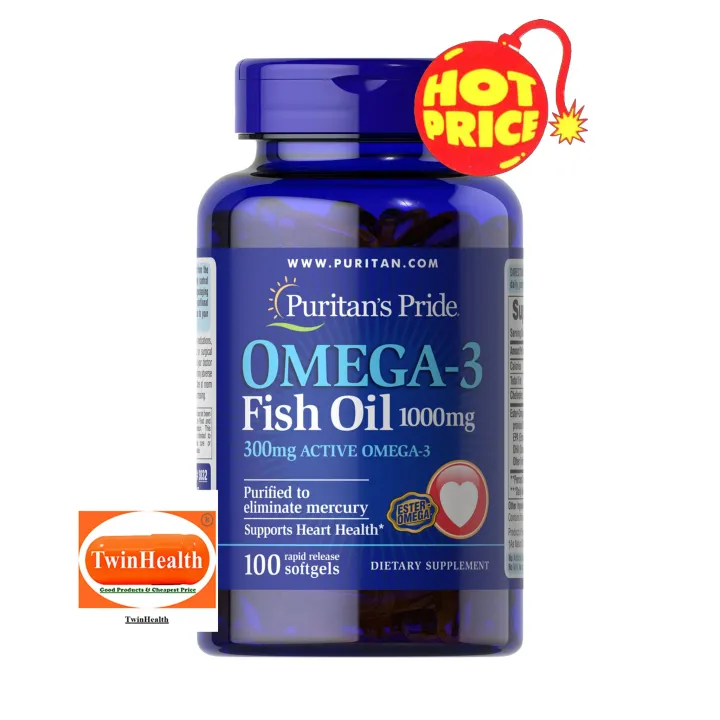 Puritan's Pride Omega-3 Fish Oil 1000 mg (300 mg Active Omega-3) / 100 Softgels | Lazada.co.th