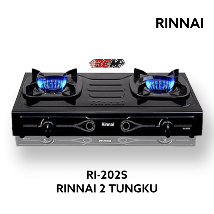 GAS STOVE KOMPOR GAS RINNAI RINAI 2 TUNGKU RI-202S R1 RI 202 S SUN BUNNER ORI ORIGINAL RINNAI ...