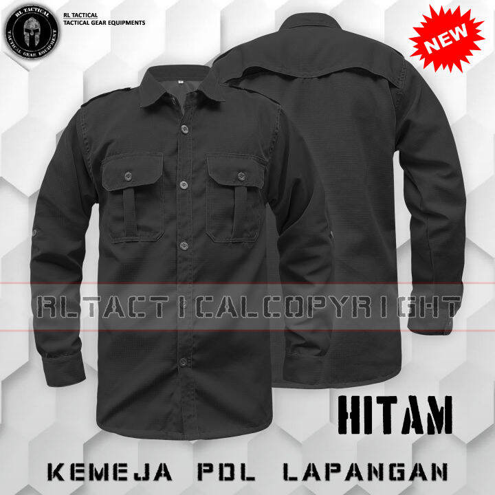 KEMEJA PDL OUTDOOR LAPANGAN HITAM/BAJU LENGAN PANJANG/LAPANGAN | Lazada ...