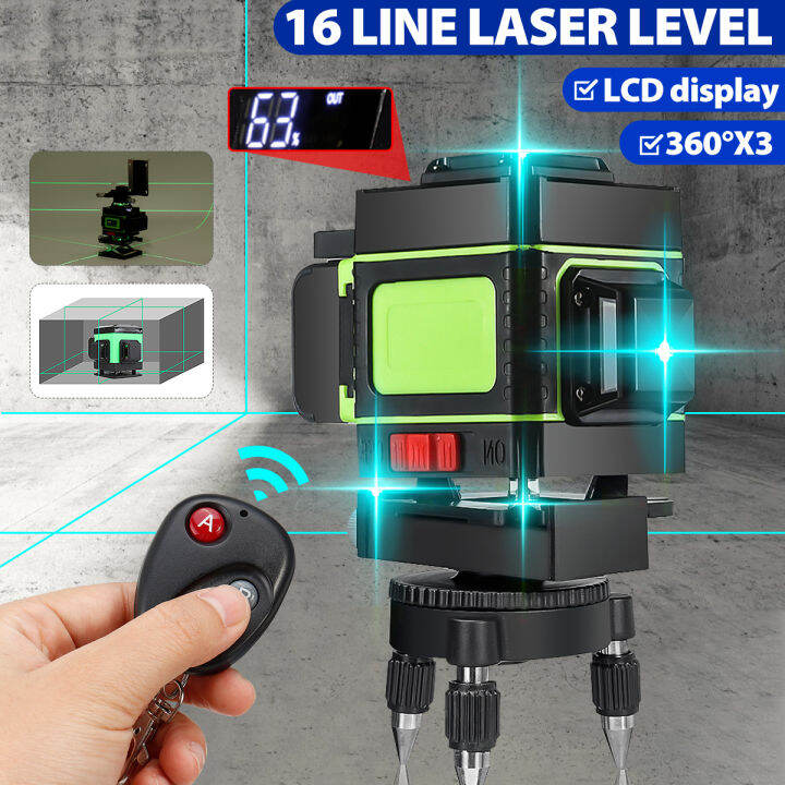 LCD Display 4D Lasers Level Level Blue Beam 360 Horizontal Vertical ...