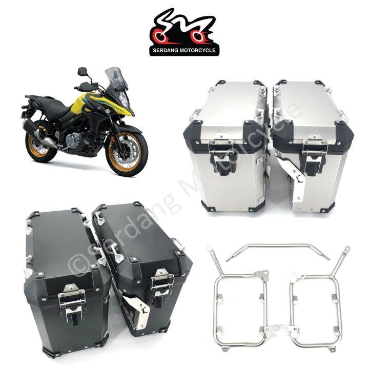 Suzuki V-Strom 650 XT Aluminium Side Box with Side Rack Stainless Steel ...