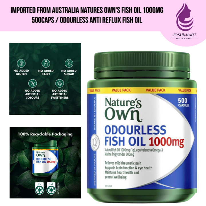 JOSHKMART 2025 exp Nature's Own 500 SOFT GELS Odorless Anti Reflex Fish ...