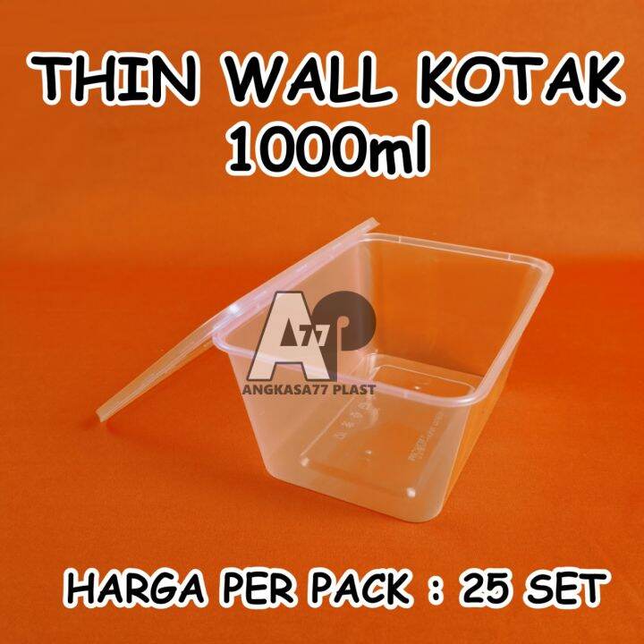 Thinwall Persegi Panjang 1000ml Food Container Kotak Makan 1000 Ml