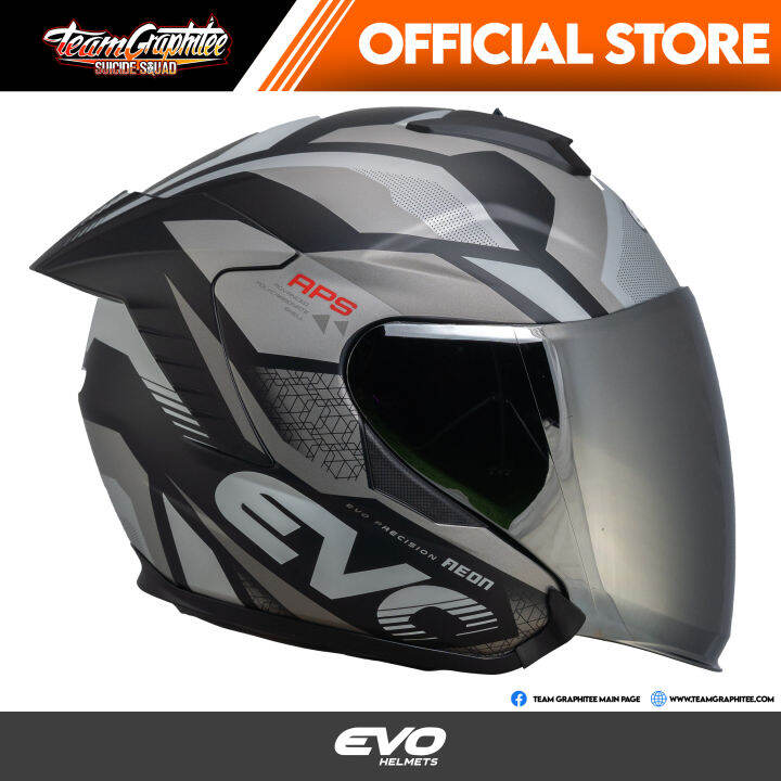 EVO RX-5 AEON GRAY HALF FACE DUAL VISOR HELMET WITH FREE CLEAR LENS ...