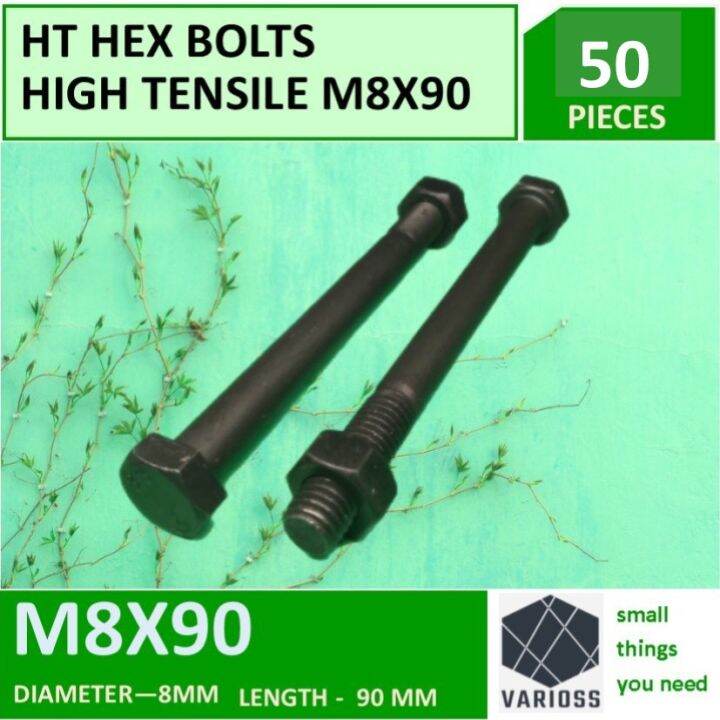High Tensile ( HT ) Hex Bolts M8x90 "8 mm diameter x 90 mm length" with ...