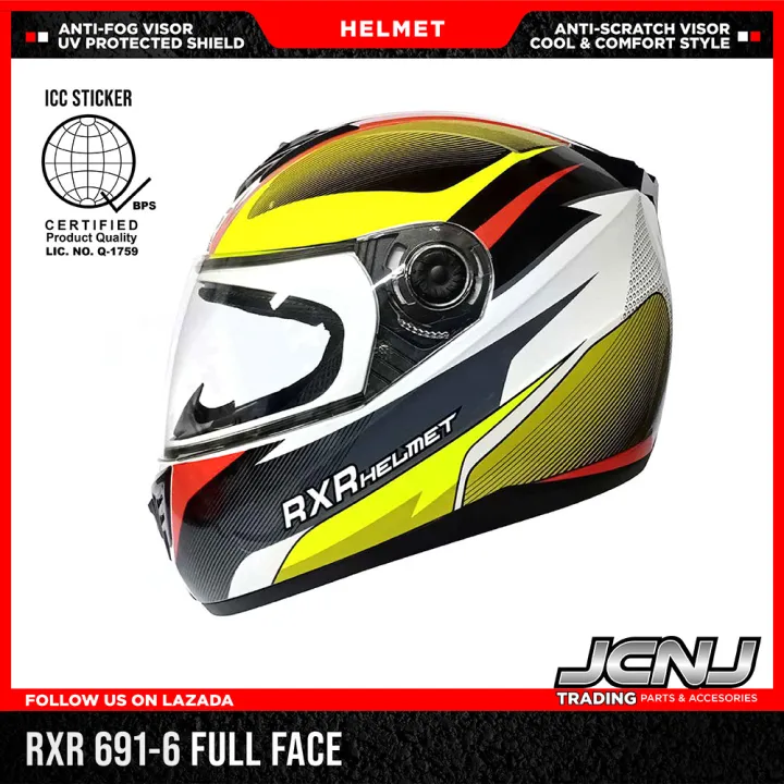 ☄ JCNJ Motorcycle Helmet RXR 691-6 Full Face With ICC Single Visor ...