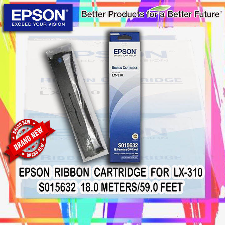 EPSON RIBBON CARTRIDGE FOR LX310, LX-310 S015632 18.0 METERS/59.0 FEET ...