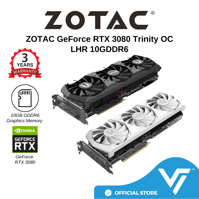 ZOTAC Gaming GeForce RTX 3080 Trinity OC LHR & White Edition Graphics Card/GPU (10GB GDDR6X ...