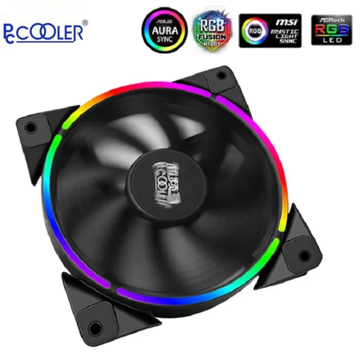 PcCooler RGB Single halo 12cm Computer Case Fan 4PIN RGB Quiet PWM Fan ...