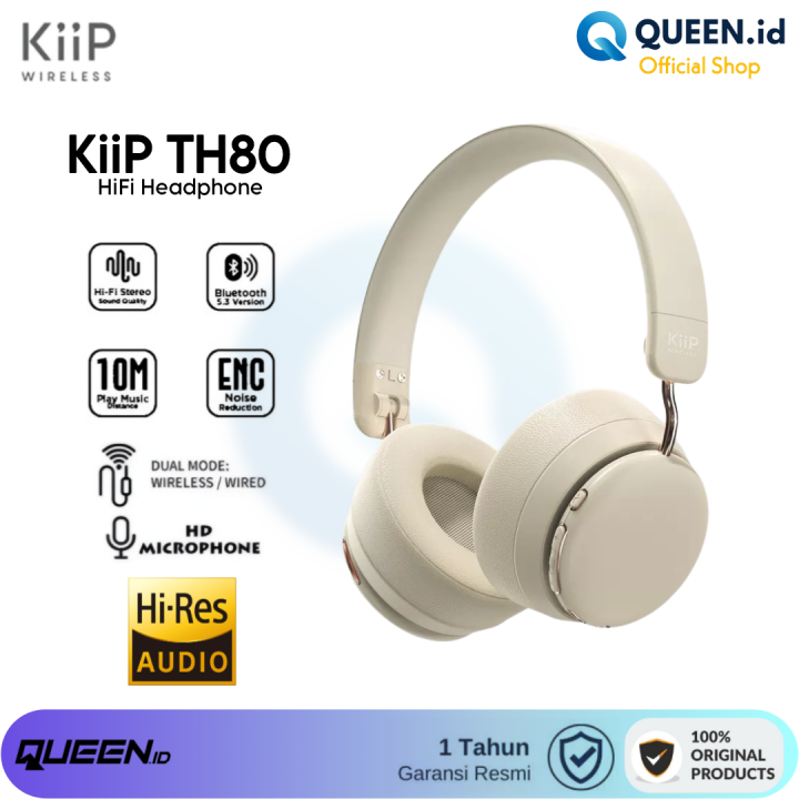 KiiP TH80 Wireless Bluetooth Headset 5.3 Headphone Dual Mode Hi-Res ...