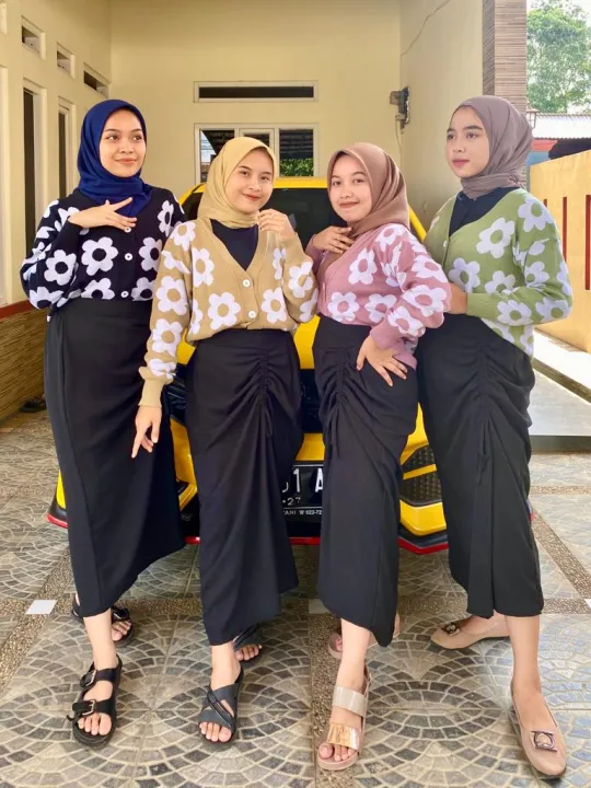 CARDIGAN FLOWERS / cardigan rajut motif bunga / cardigan korean style ...