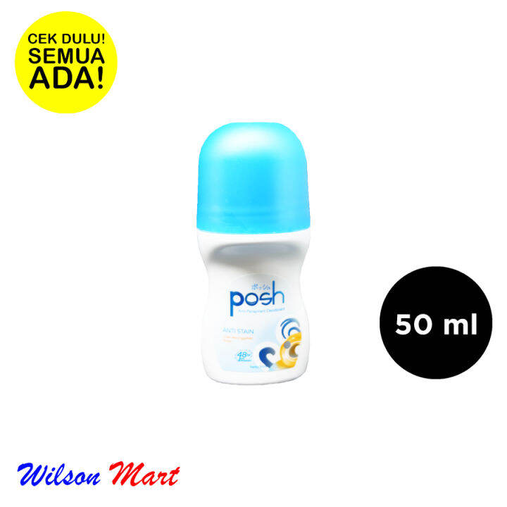 POSH ANTI PERSPIRANT DEODORANT ANTI STAIN BIRU 50 ML ROLL ON | Lazada ...