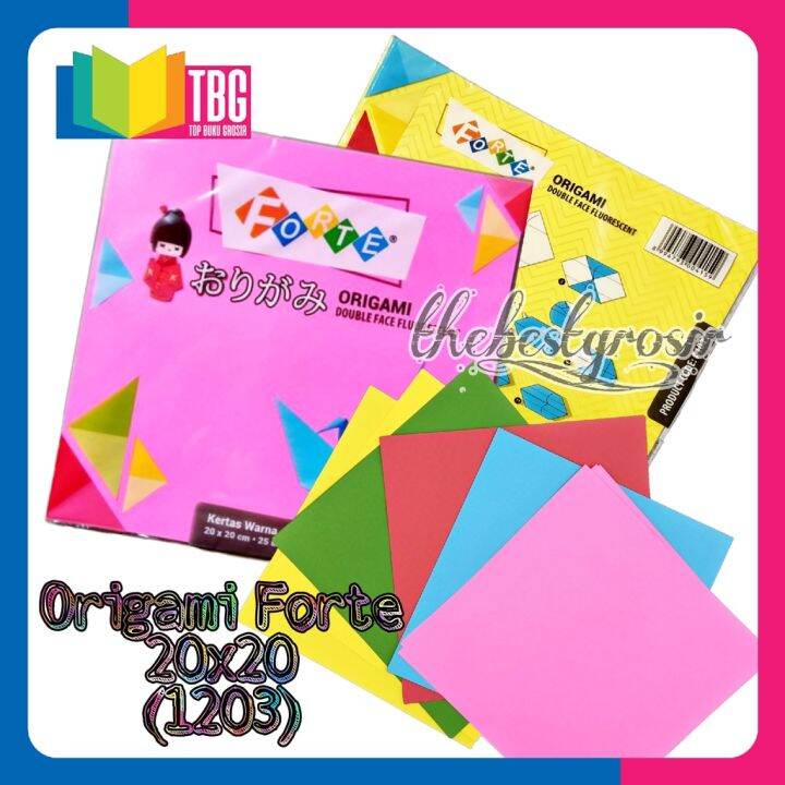 1 PACK (25 LEMBAR) ORIGAMI 20x20 FORTE / KERTAS LIPAT BOLAK-BALIK ...