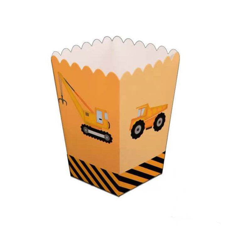 Disposable Tableware Set Construction Vehicle Paper Popcorn Boxes Snack ...