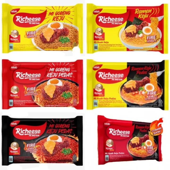 Mie Richeese Viral Keju Level 0 Level 3 Level 5 Goreng dan Ramen ...
