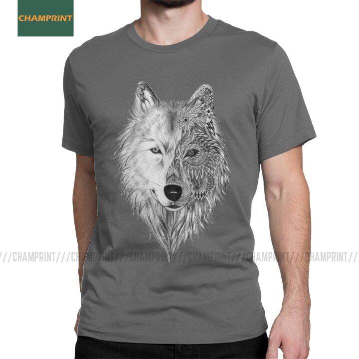 Large size Gray Wolf T-Shirts Men Animal Wolves Wild Animals Creative ...