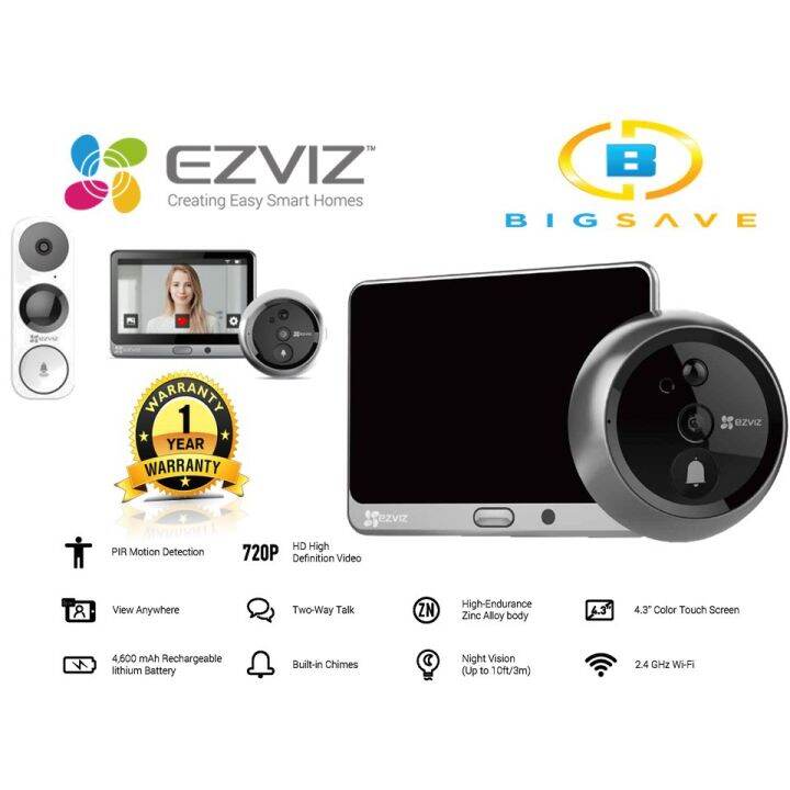 EZVIZ DP1 LOOKOUT HD VIDEO SMART HOME DOOR VIEWER (CS-DP1-A0-4A1WPFBSR) | Lazada