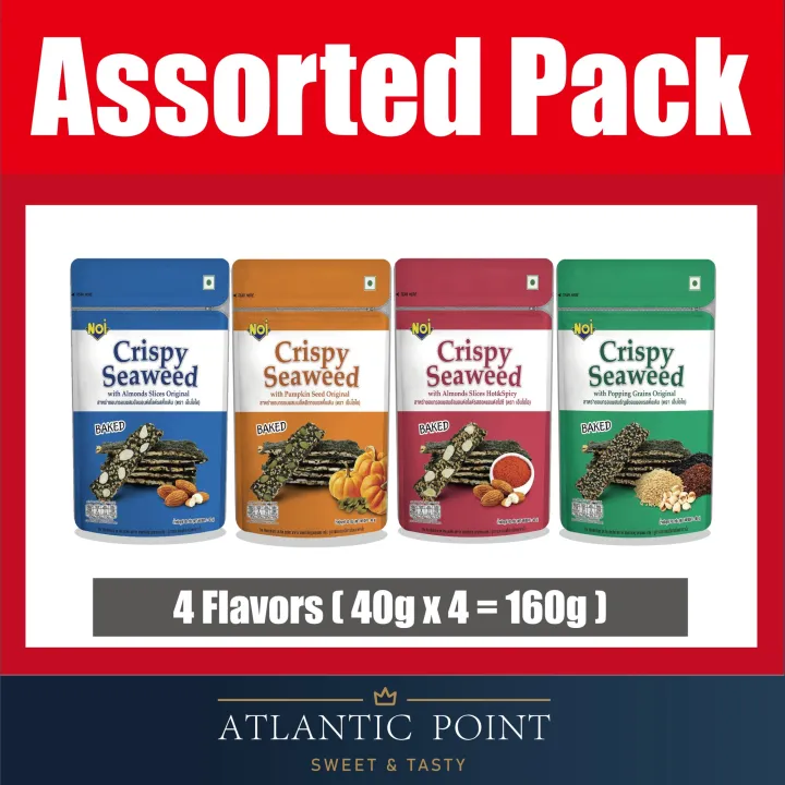 Tong Garden Assorted 4 Packs Noi Crispy Seaweed - 40g x 4 = Total 160g | Lazada
