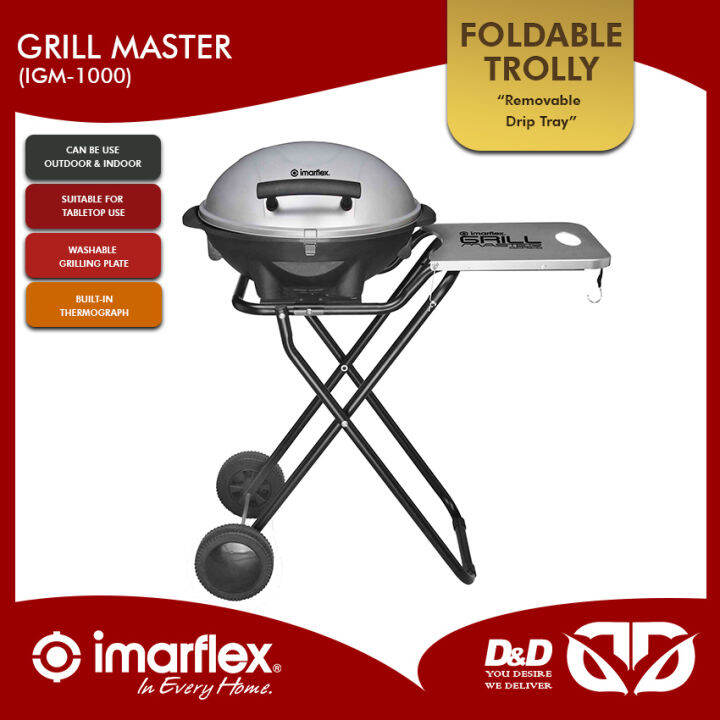 Imarflex IGM-1000 Grill Master with Foldable Trolley and Removable Drip ...