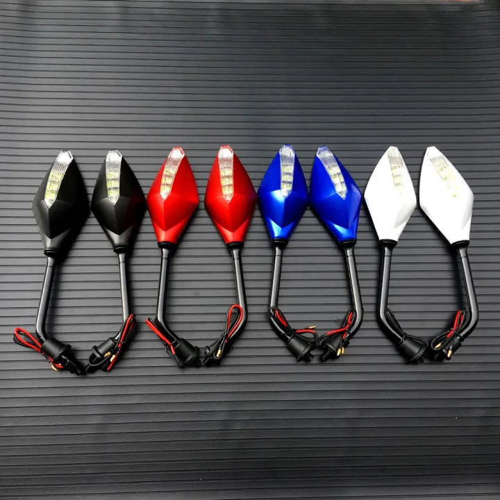2pcs Pair 10mm Motorcycle Led Turn Signals Rearview Mirror Scooter E