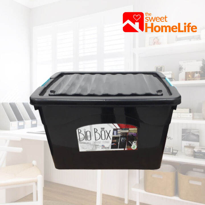THE SWEET HOMELIFE Bengar Storage Box 70L B-107 Easy lock with Large Wheels Stackable Box ...