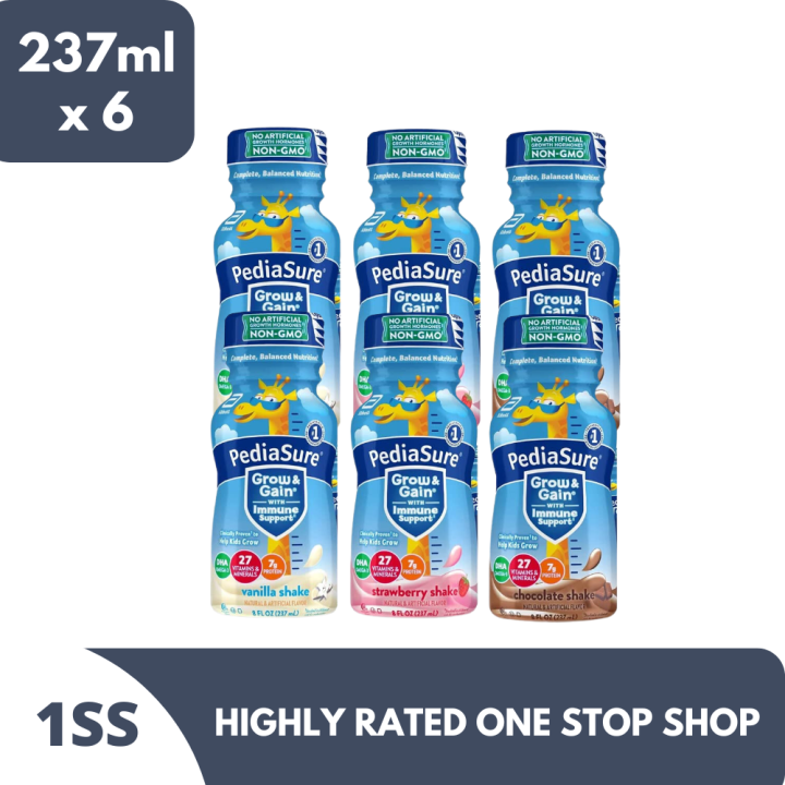 Pediasure Grow & Gain Shake (Vanilla Chocolate Strawberry) 237ml x 6 ...